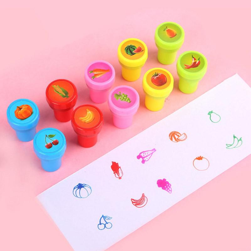 10pcs/Set Children Toy Stamps Cartoon Animals Frui... – Grandado