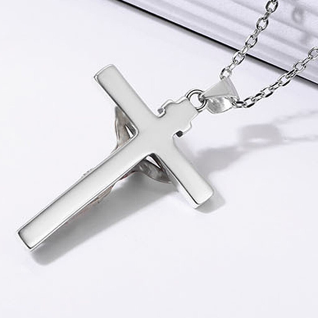 Men Women Christian Jesus Cross Necklace with Chai... – Grandado