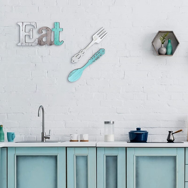 Set Of EAT Sign, Fork And Spoon Wall Decor, Cute E... – Grandado