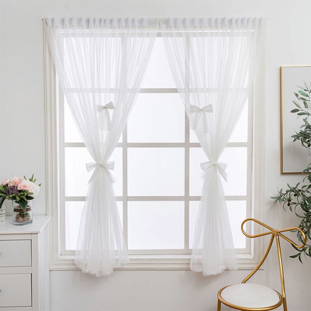 YanYangTian White Tulle Velcro Curtains in the liv... – Grandado