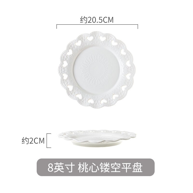 European Relief Love Plate Pure White Heart-shaped... – Vicedeal