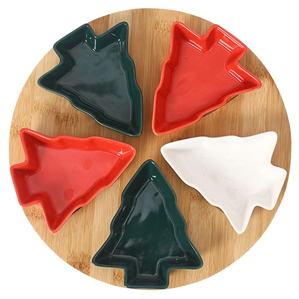 1 Set Christmas Tree Shaped Plates with Bamboo Tra... – Vicedeal
