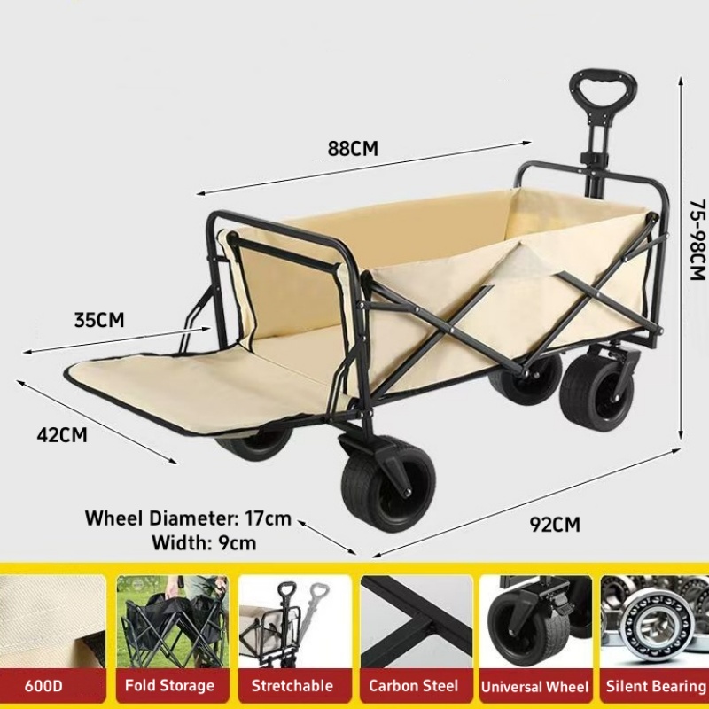 Large Capacity Outdoor Folding Cart Camping Stroll... – Grandado