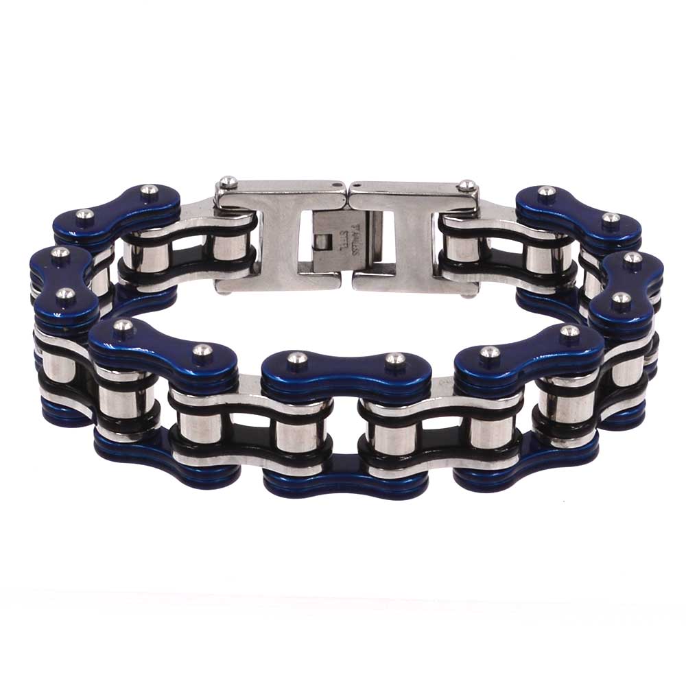 Punk Blauw Armbanden Mannen Fietsketting Black Mot... – Vicedeal