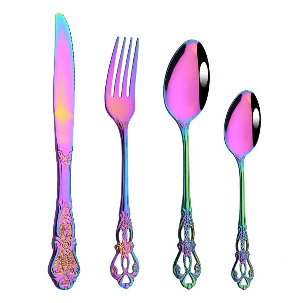 2/4/6/8/Set Royal Flatware Cutlery Set Gold Stainl... – Grandado