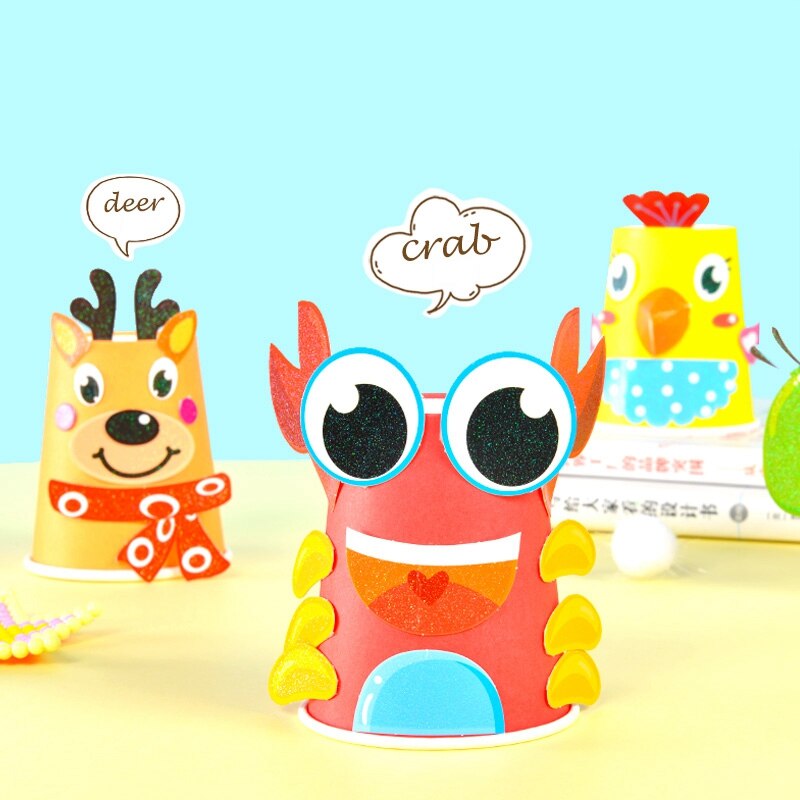 12Pcs Children 3D Diy Handmade Paper Cups Sticker ... – Grandado