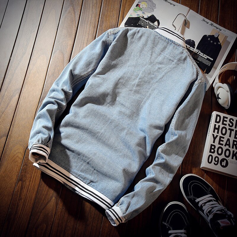 Male Pilot Hard-Wearing Denim Jacket Cool Casual B... – Vicedeal