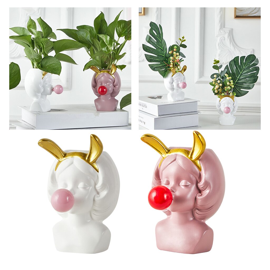 2PCS Girl Blowing Bubbles Succulent Cactus Planter... – Grandado