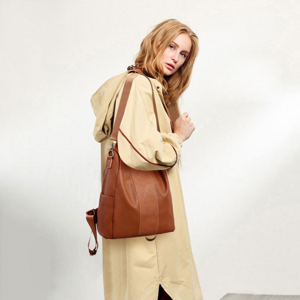 Backpack PU Leather Casual Backpack Vintage Should... – Grandado