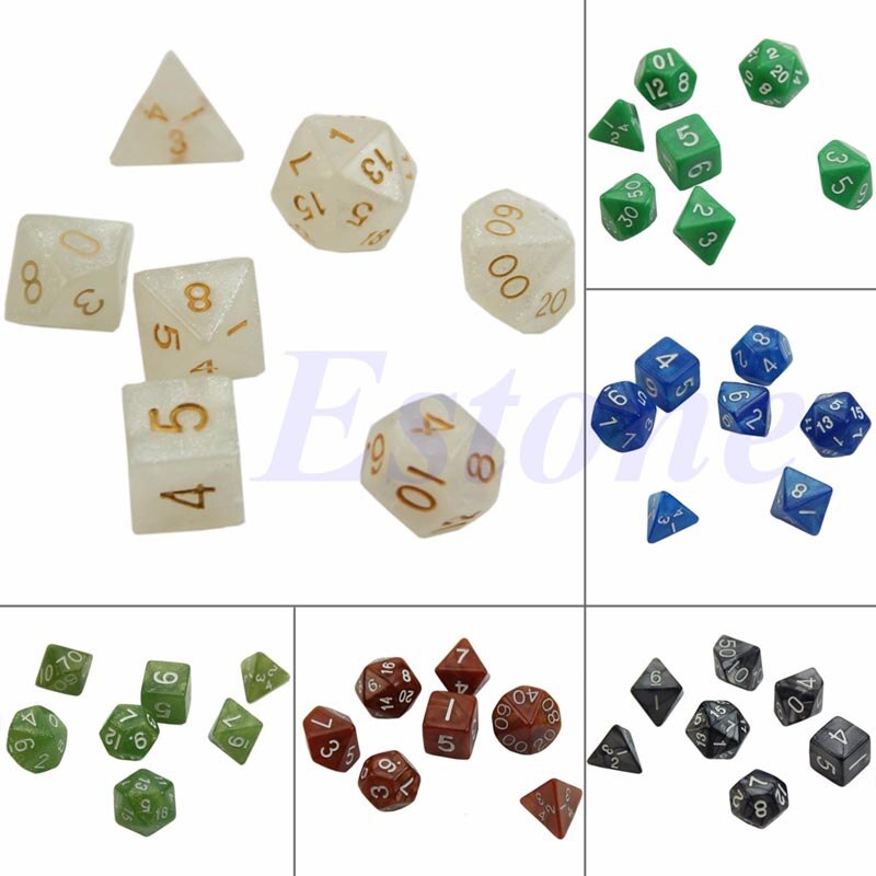 7pcs Black Sided Dice D4 D6 D8 D10 D12 D20 Dungeon... – Grandado