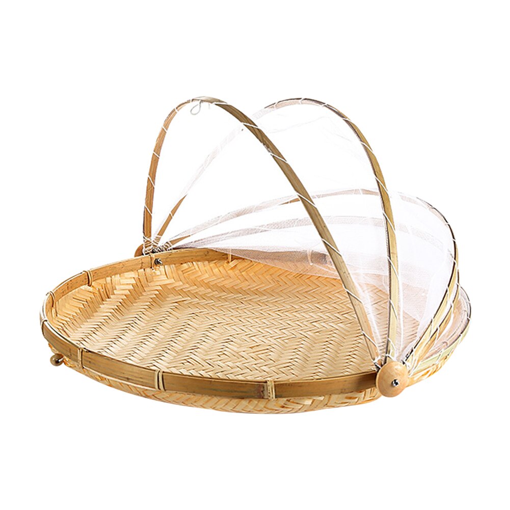 Hand-woven insect-proof basket,with gauze net,vege... – Grandado
