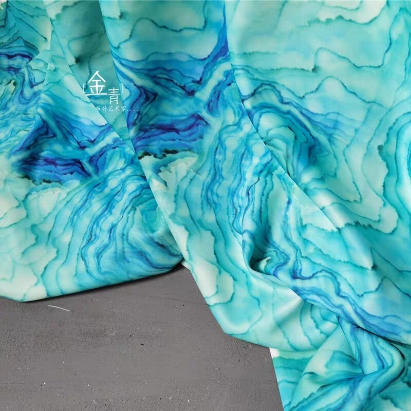Green Printed Cotton Fabric Air Layer Scuba Fabric... – Grandado