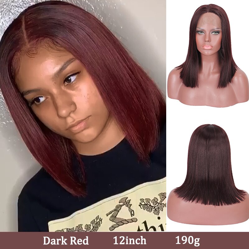 Di Fei Donker Rood Haar Rechte Kant Front Pruik Sy... – Grandado