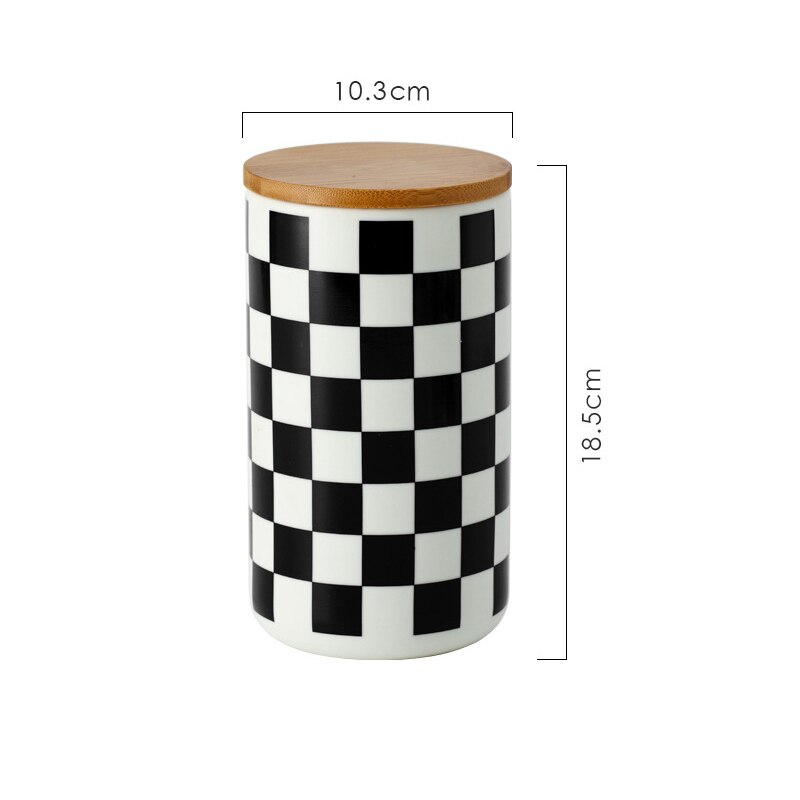 Nordic Checkerboard Ceramic Jars with Lid Househol... – Grandado