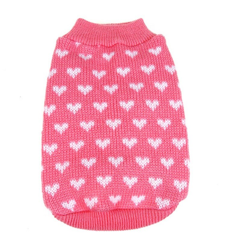 Pet Crochet Knitted Sweater Pink Love Heart Printe... – Grandado