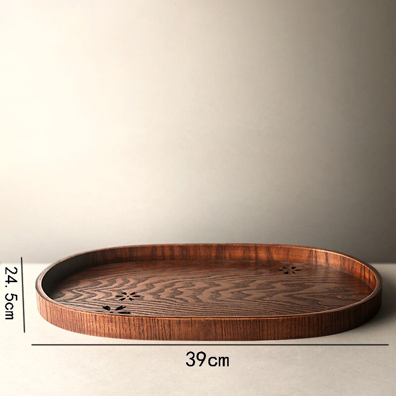 Japanese Wooden Coffee Table Tray Round Solid Wood... – Grandado