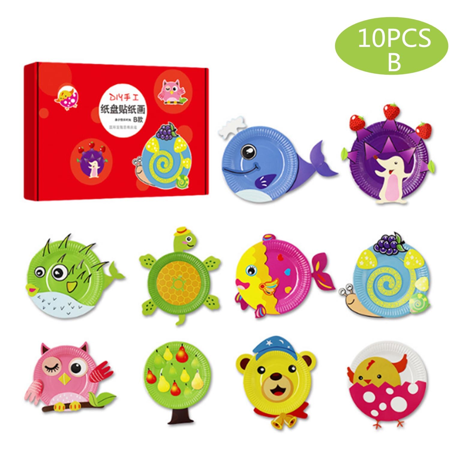 Animal Cartoon Paper Plate Drawing DIY Handmade Cr... – Vicedeal