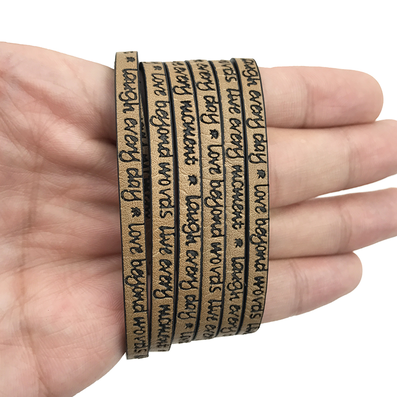 1Meter x 5mm Flat PU Leather Cord Embossed Writing... – Grandado