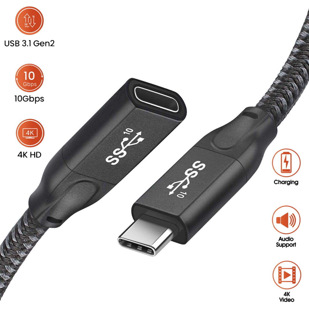 USB Type C Extension Cable 4K @60Hz 10Gbps USB-C G... – Grandado