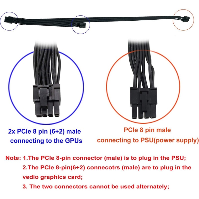 PCI Express 8Pin to Dual 6+2Pin Power Supply Cable... – Grandado