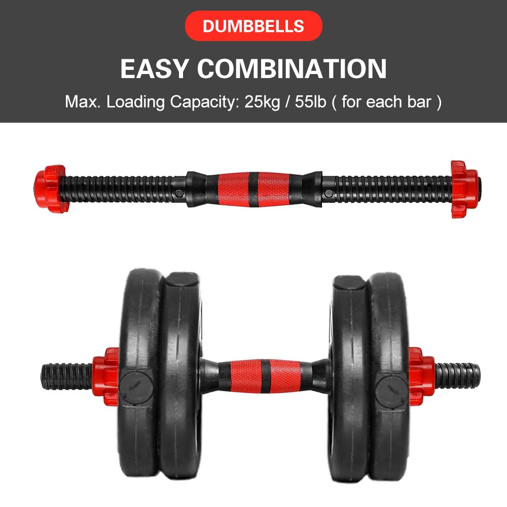 Fitness Threaded Dumbbell Handle Bars with 4 Faste... – Grandado
