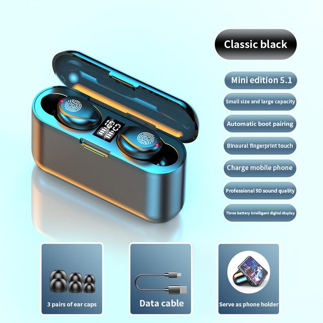 Auricular TWS F9, inalámbrico por Bluetooth 5,0, n... – Grandado