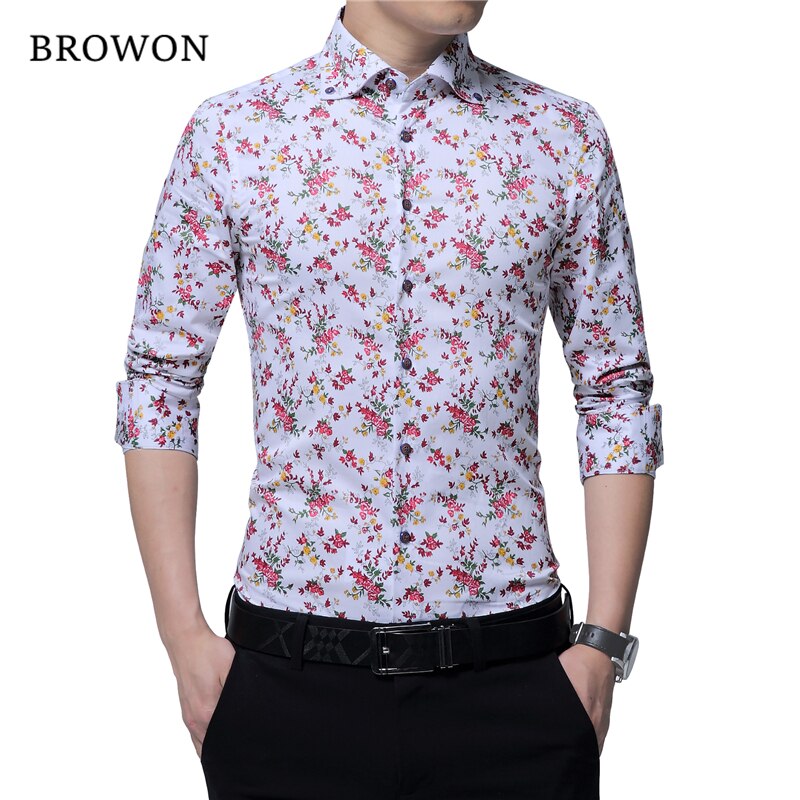 Browon Herfst Mens Bloemen Shirt Print Party Mode ... – Vicedeal