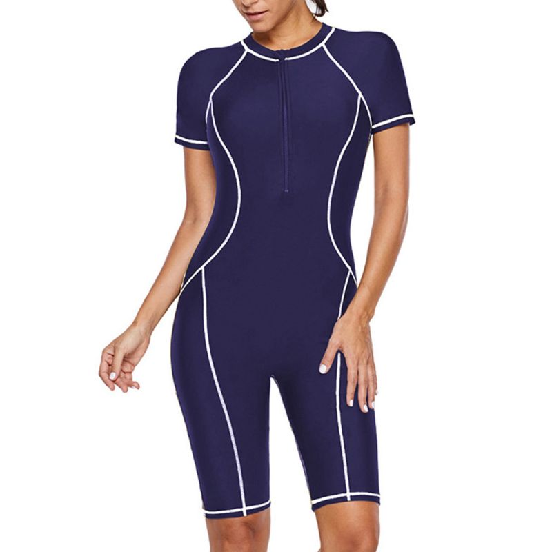 Women Plus Size Zip Front One Piece Rash Guard Sun... – Grandado
