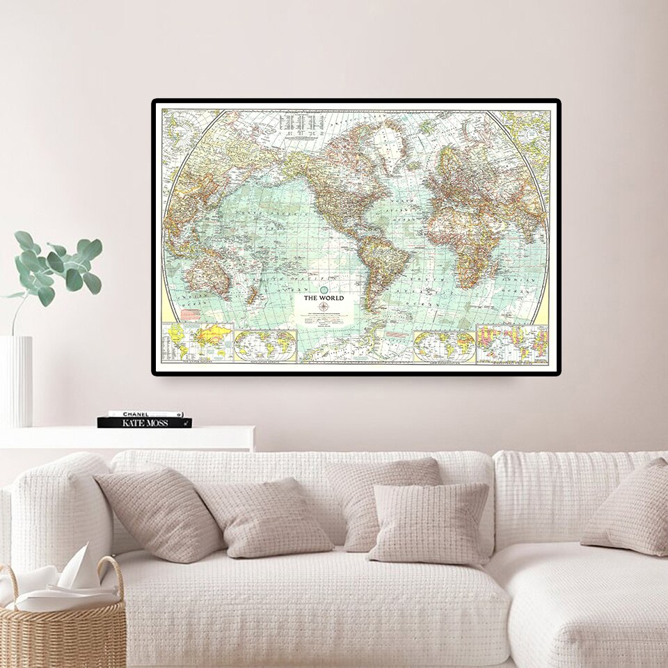 90*60cm The World Map In 1957 Detailed Poster Vint... – Vicedeal