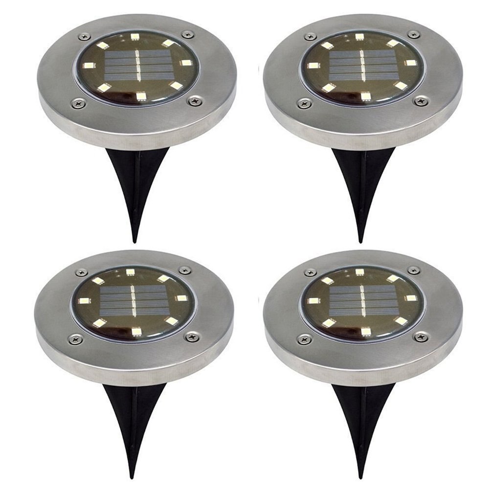 8 LED Solar Powered Ground Lights stainless steel ... – Grandado