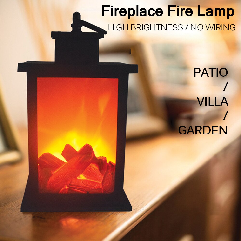 Portable LED Fireplace Lantern Flamless Log Fire E... – Grandado