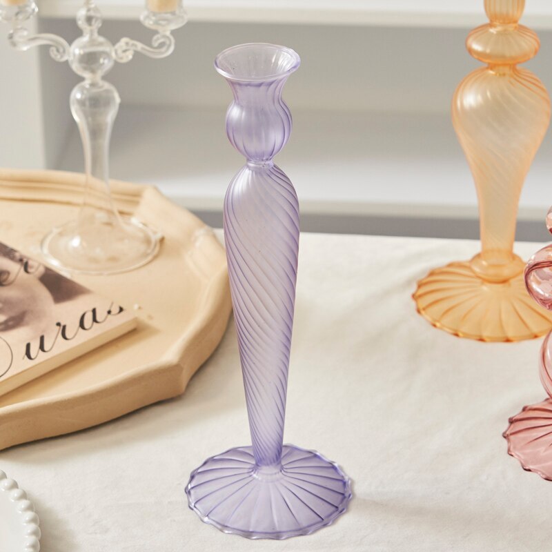 Vintage Glass French Style Candlestick Crystal Gla... – Grandado