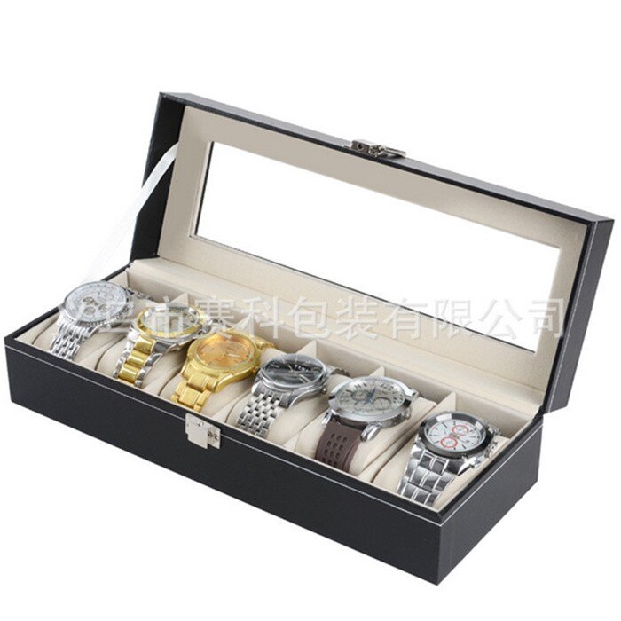 Ordinary 6 Slots Watch Storage Boxes Case Black PU... – Grandado