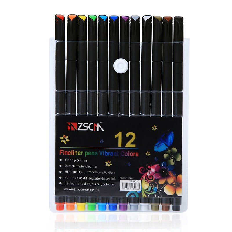 12 24 Colors 0.4 mm Fiber Marker Pen Fineliners Wa... – Grandado
