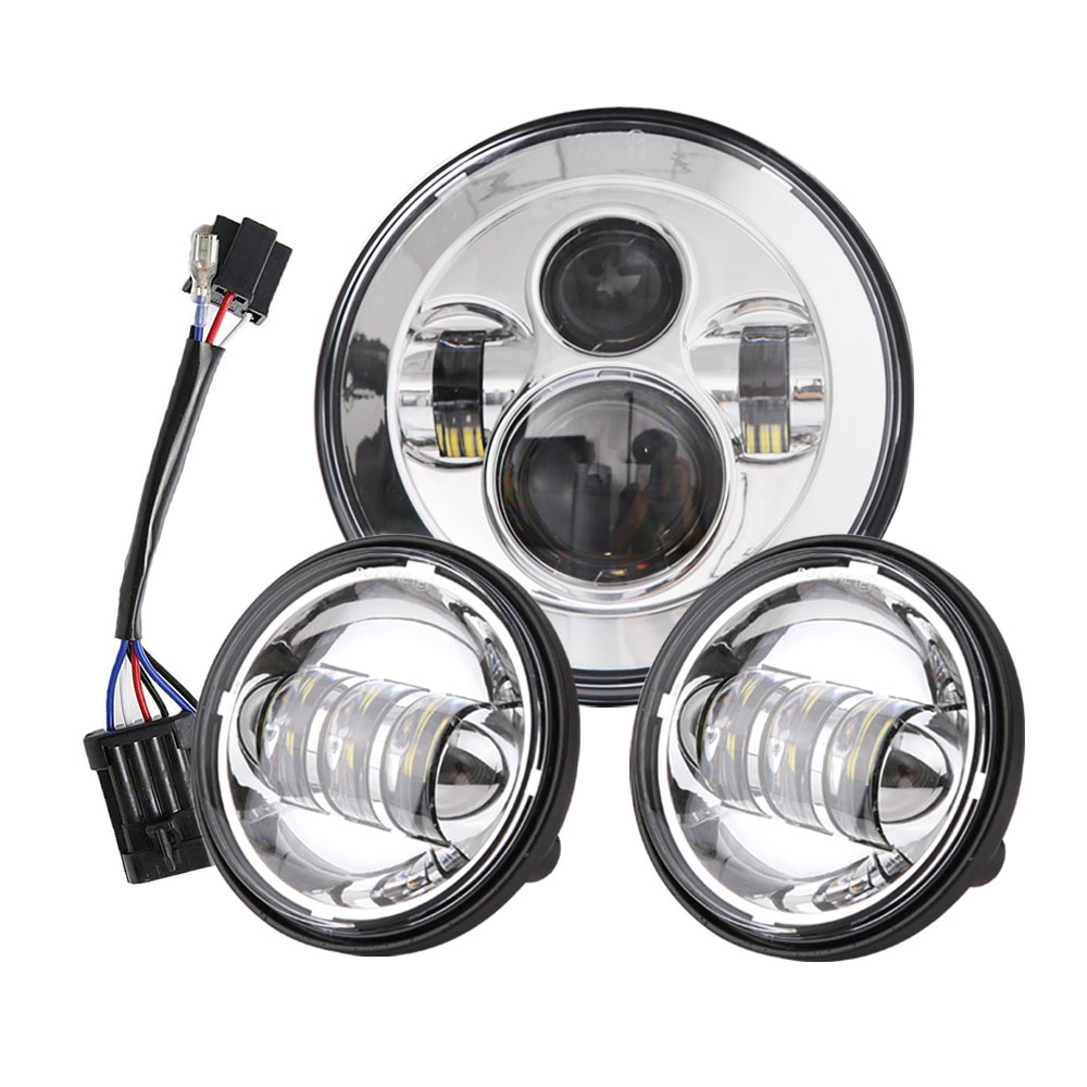 Faro LED cromado de 7 pulgadas + luz antiniebla 2x... – Grandado
