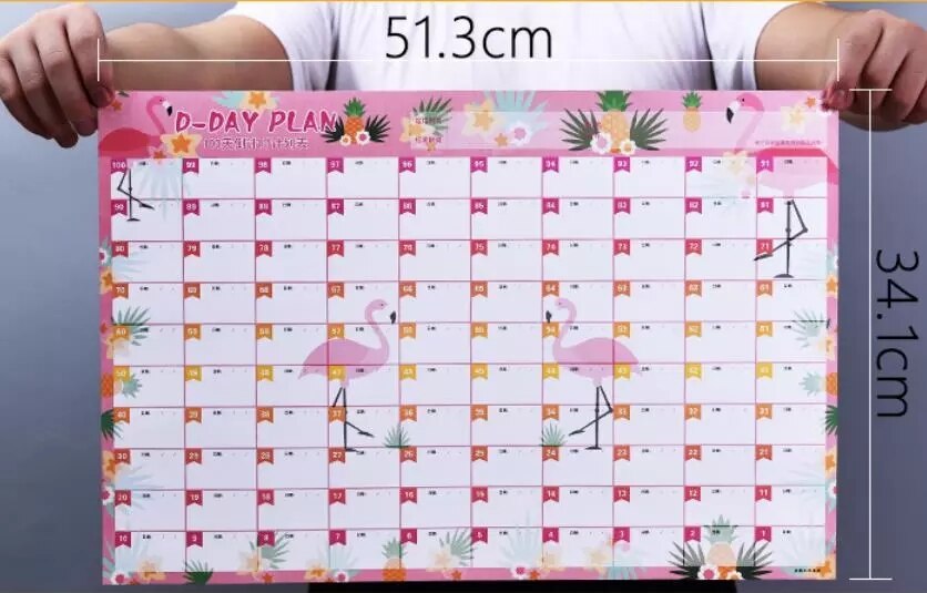 100 Days Countdown Work Study Schedule Kawaii Flam... – Grandado