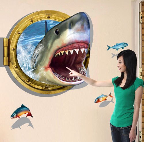Home Decor Wall Stickers 3D Ocean Shark Removable ... – Vicedeal