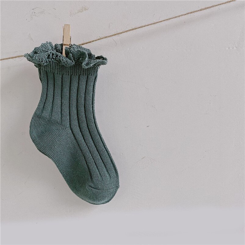 princess girls lace socks Fall winter kids solid c... – Grandado