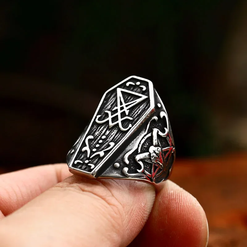 Special Stainless Steel Coffin Ring Lucifer Satan ... – Grandado