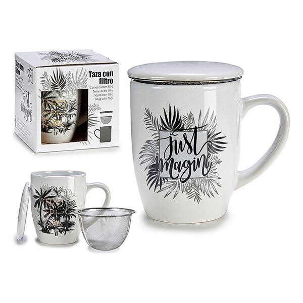 Kopp med te-filter porselen (12,5 x 11 x 8,5 cm) – Vicedeal