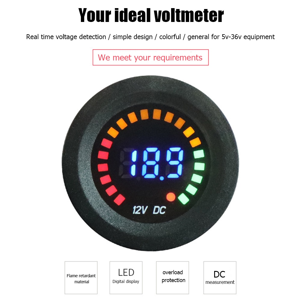 DC 12V Car Motorcycle Boat LED Digital Voltmeter C... – Vicedeal