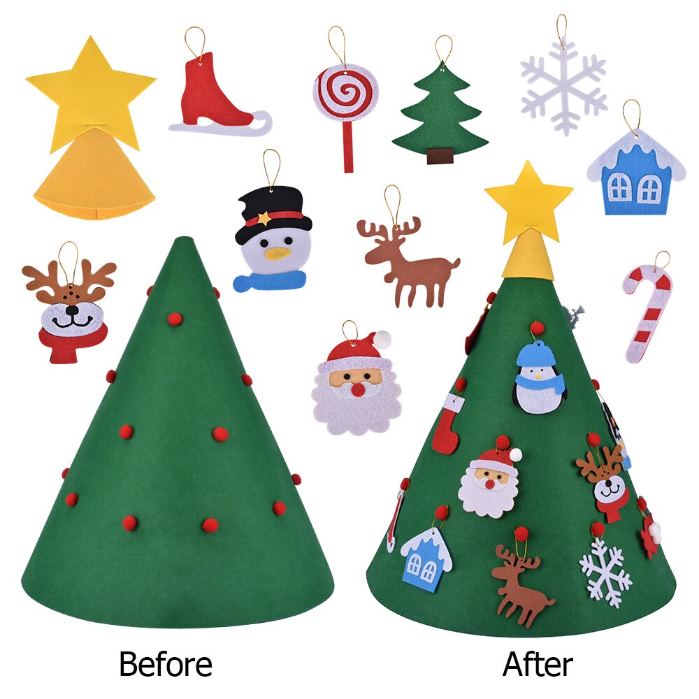 Felt Christmas Tree Set with Ornaments Diy Hanging... – Grandado