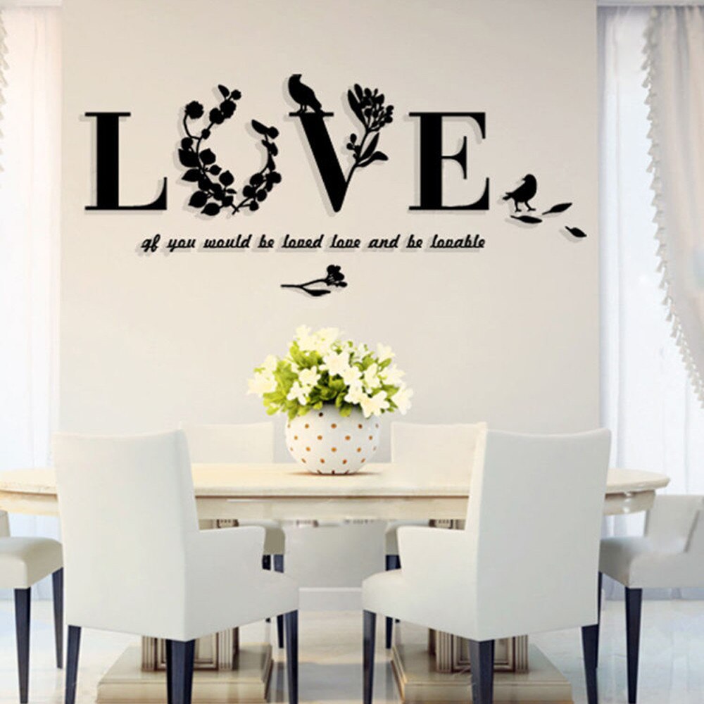 3D Leaf LOVE Wall Stickers Lettering Art Quote Sti... – Grandado