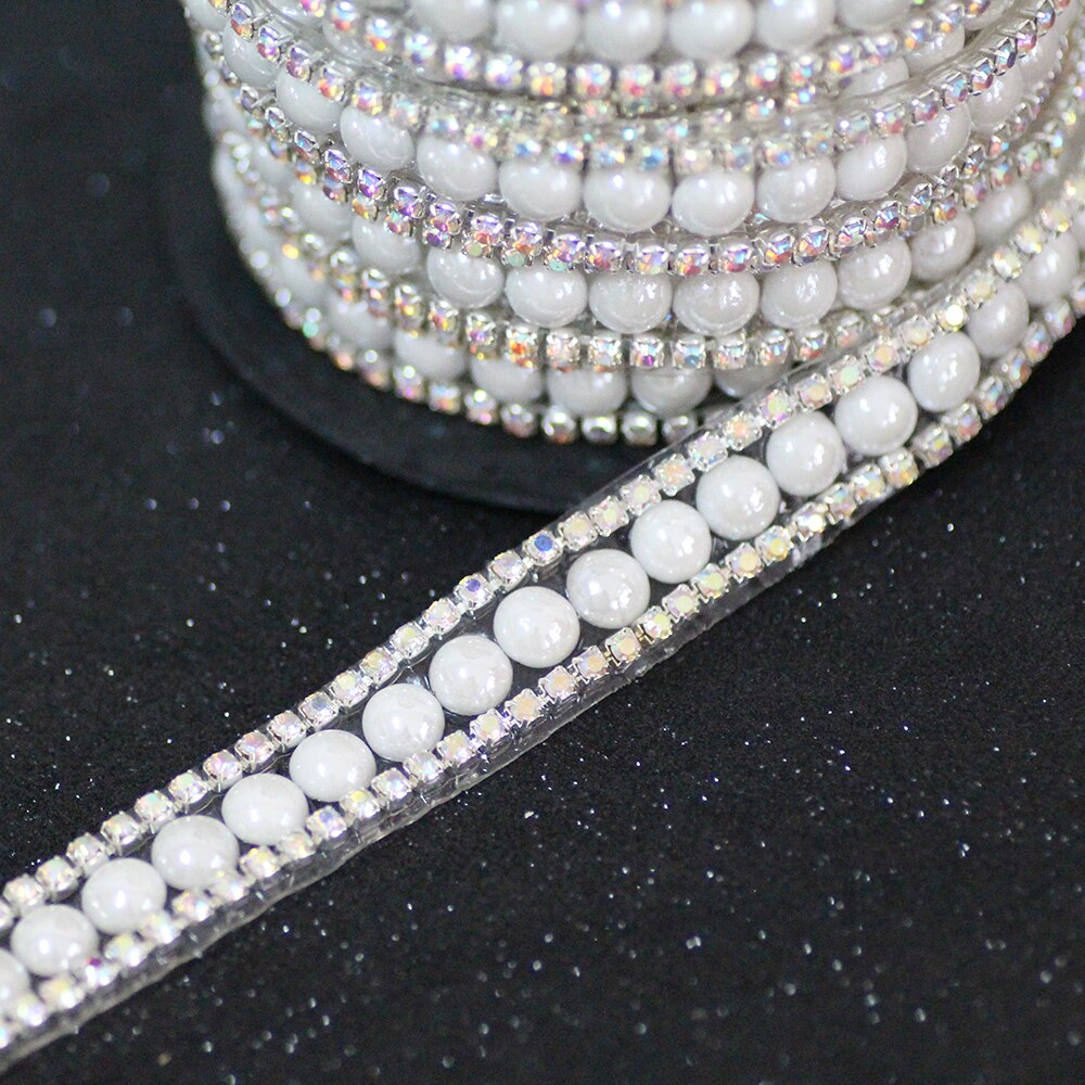 90cm Crystal AB + white pearl Rhinestone Cup chain... – Grandado