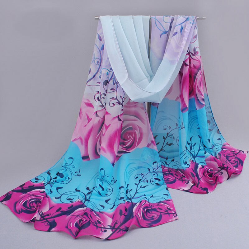 Silk Scarf Classical Rose Printing Chiffon Silk So... – Vicedeal
