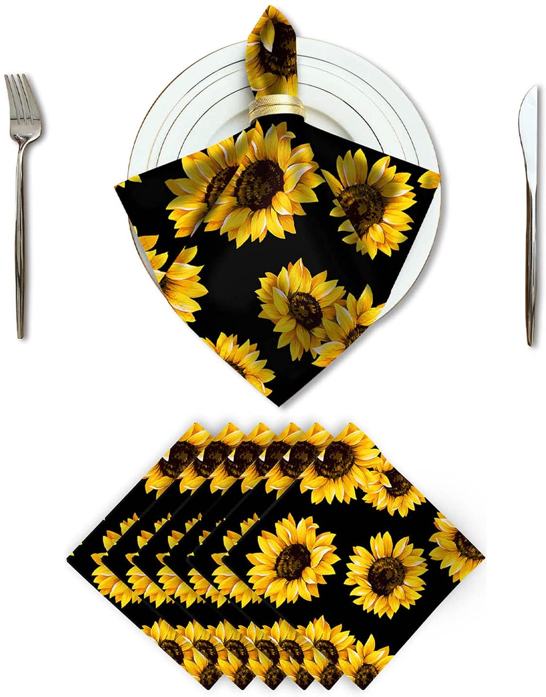 6PCS Vintage napkin paper tissue gold printed sunf... – Vicedeal