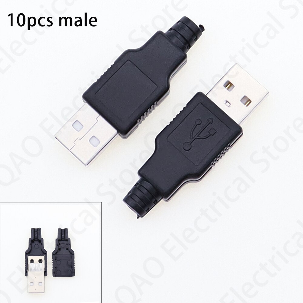 10pcs Type A Male Female USB 4 Pin Plug Socket Con... – Grandado