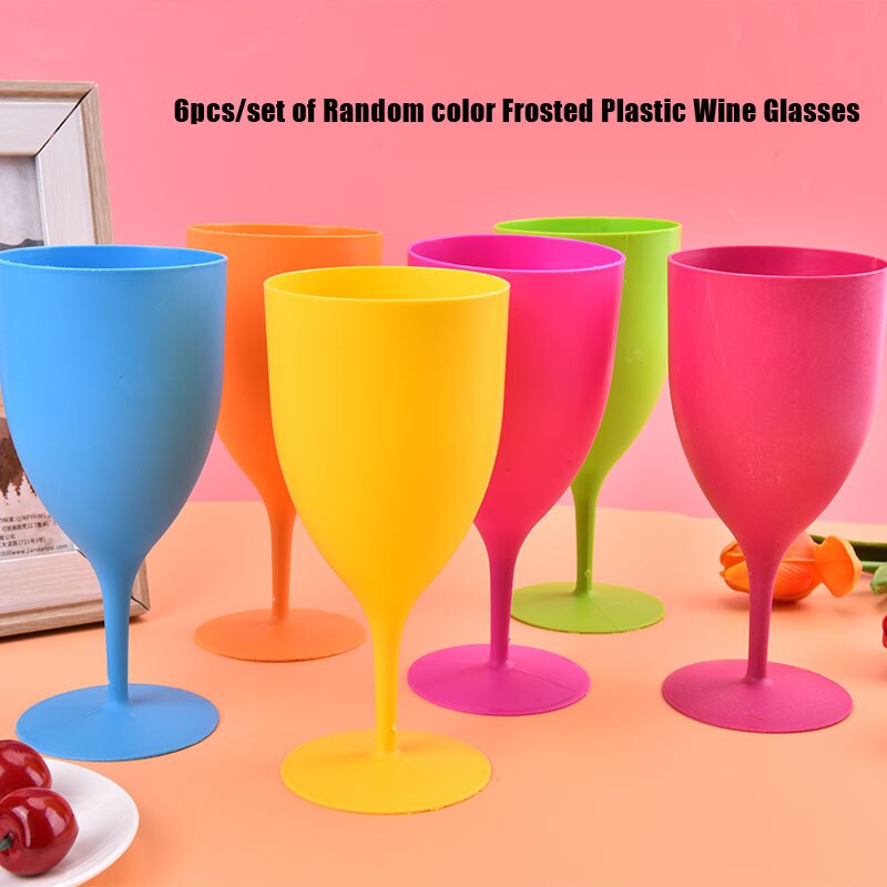 6pcs/set Disposable Frosted Plastic Wine Glasses C... – Vicedeal