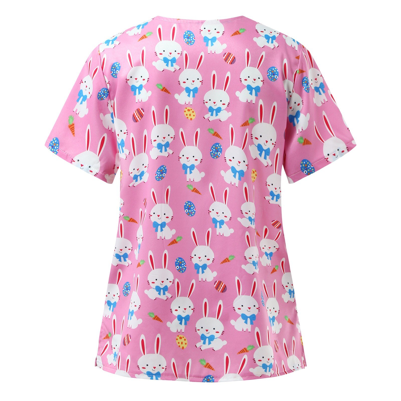 Easter Bunny Scrub Tops Women Short Sleeve V-neck ... – Grandado