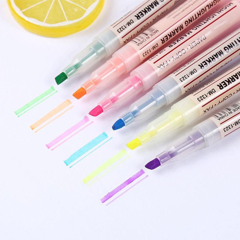 6 Color Dual Double Headed Highlighter Pen Fluores... – Vicedeal